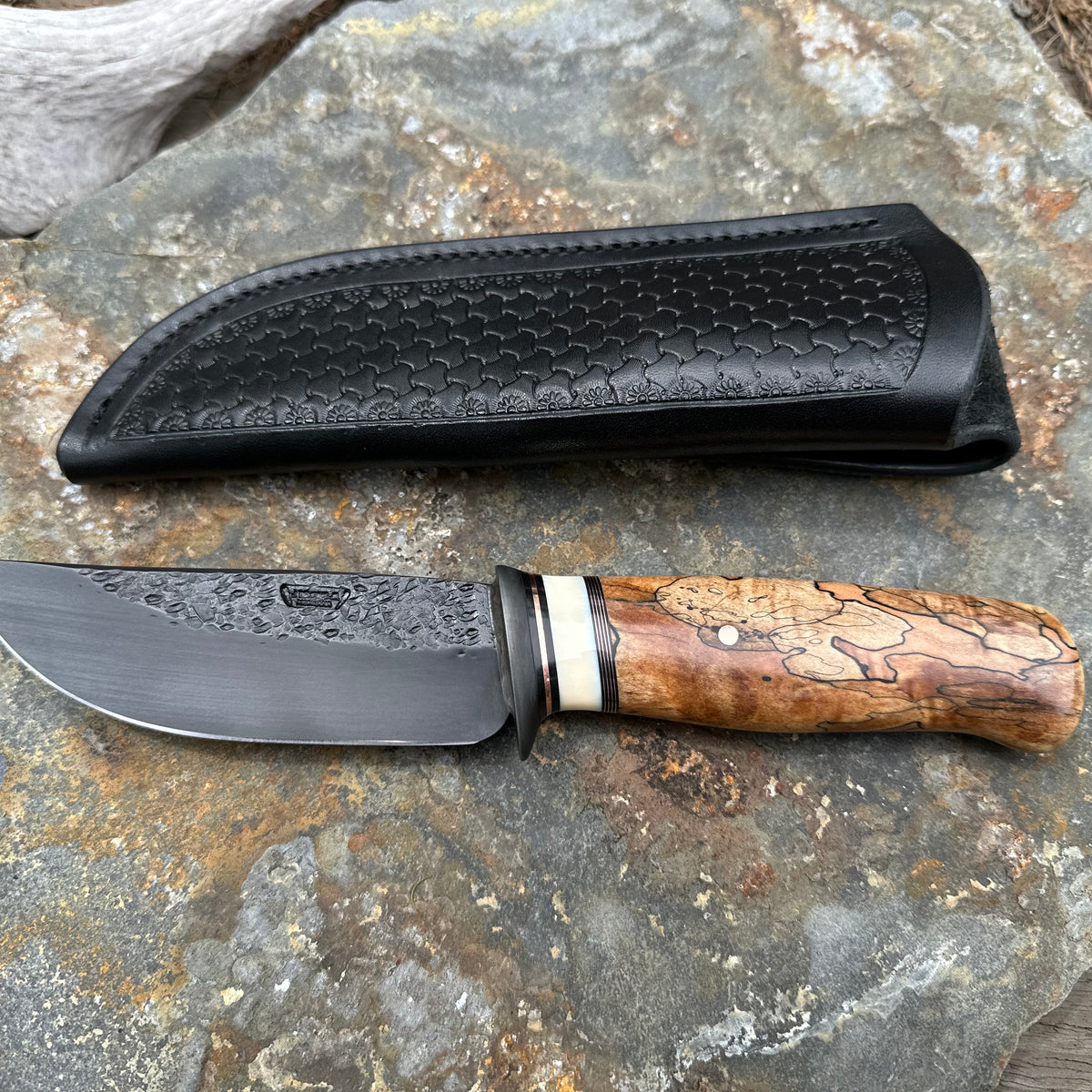Spalted Maple & Walrus Ivory Blued Hunter – Behring Made