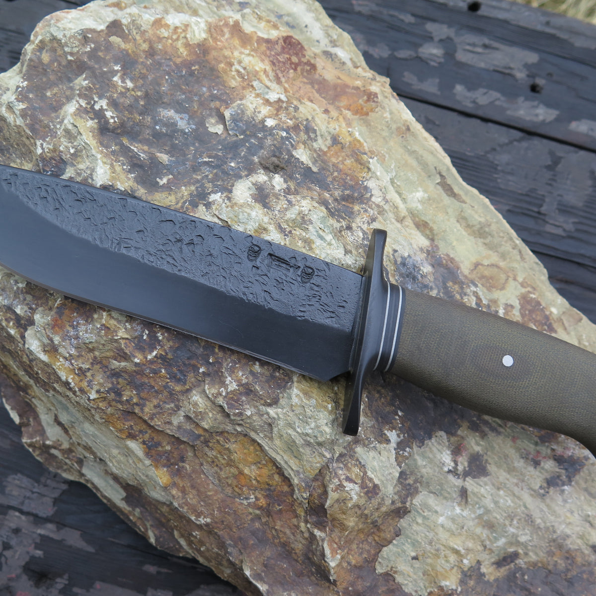 Green Canvas Recurve Drop Point Camp Knife – Behring Made