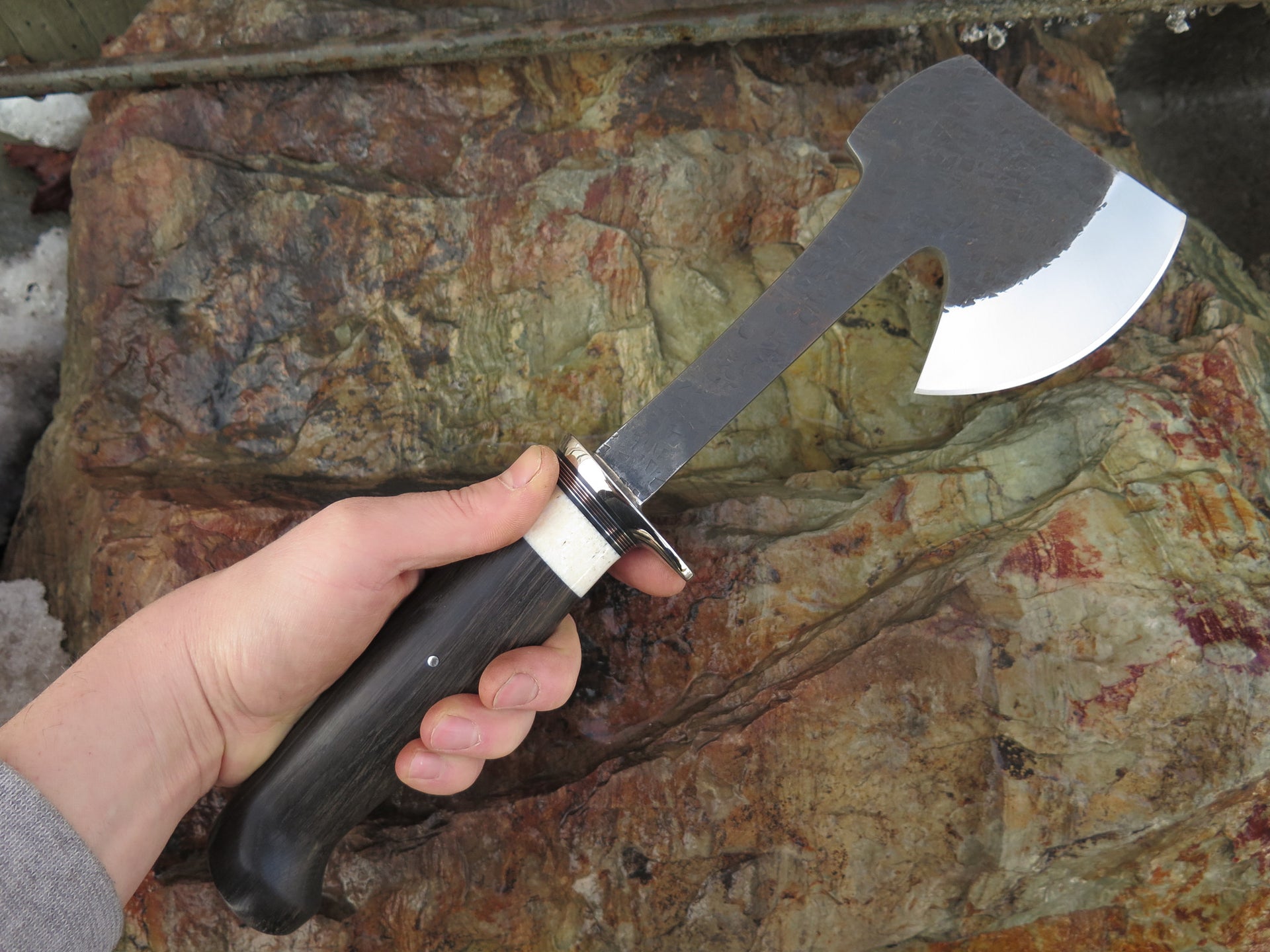 Ancient Bog Oak & Walrus Ivory Hatchet – Behring Made
