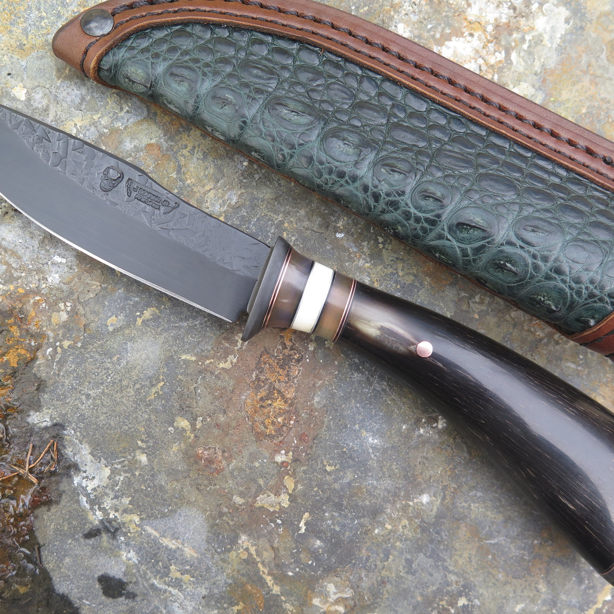 Kudu and Walrus Blued Spearpoint + Caiman inlay – Behring Made