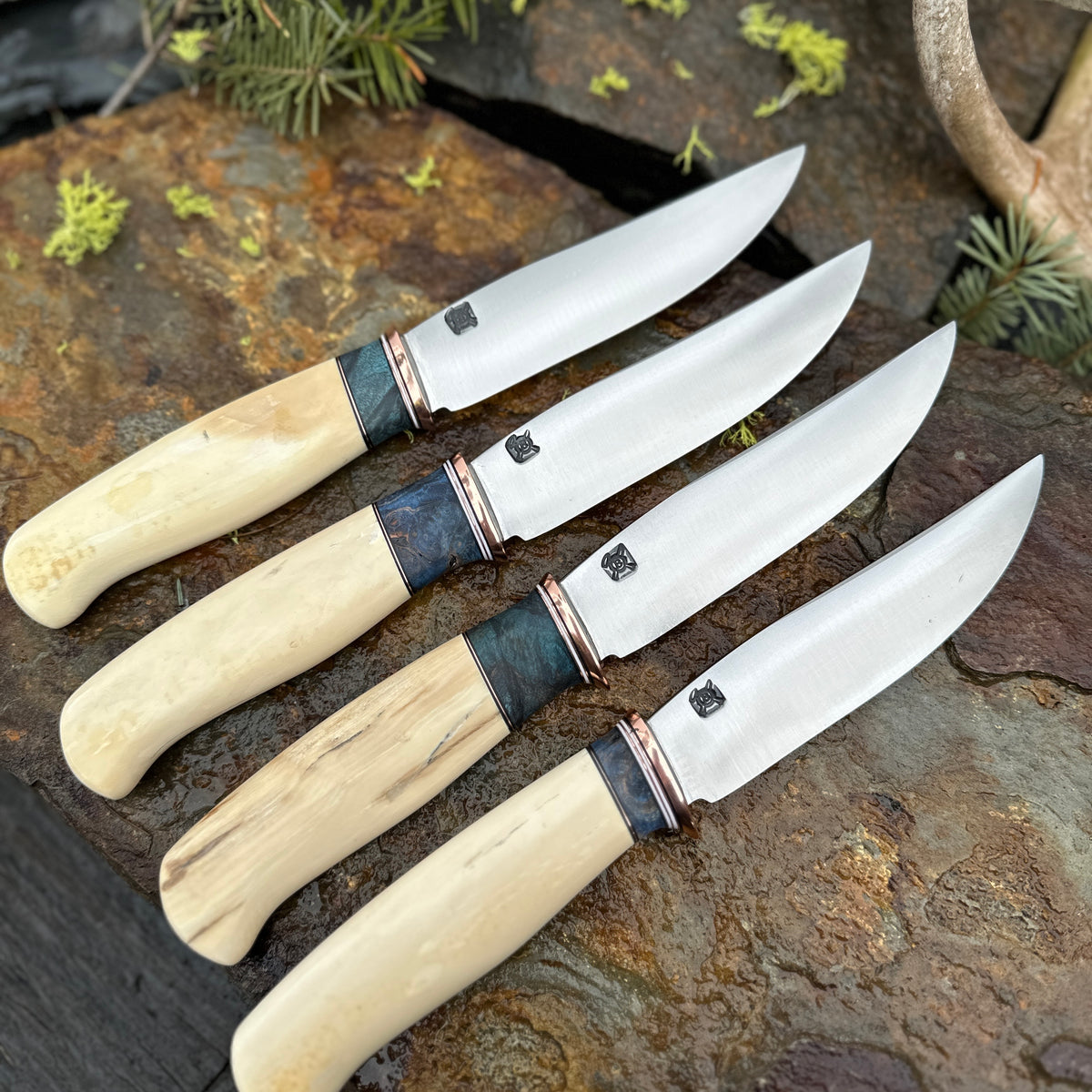 Mammoth Ivory & Blue Maple Steak Knife Set – Behring Made